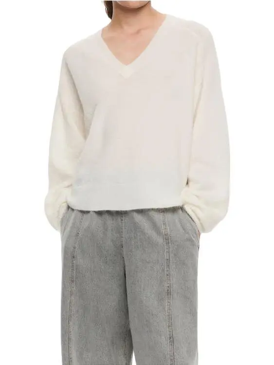 Bimba Y Lola Mohair V-neck Sweater - Ivory