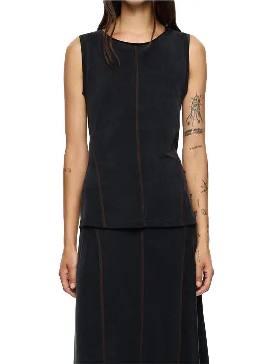 Bimba Y Lola Cupro Sleeveless Top - Washed Black