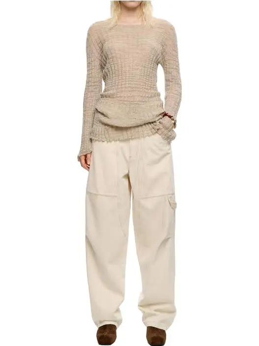 Bimba Y Lola Denim Trousers With Zips - Ivory