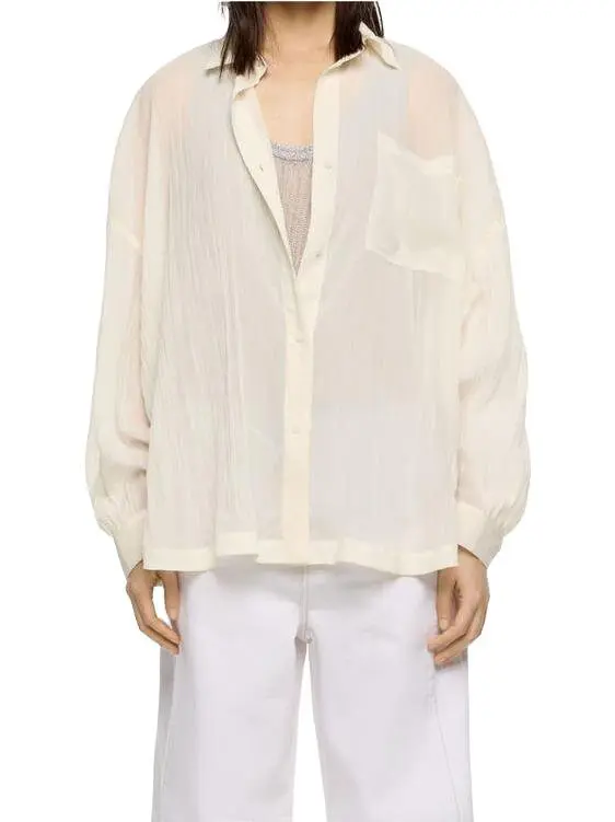 Bimba Y Lola Oversize Pleated Shirt - Ivory