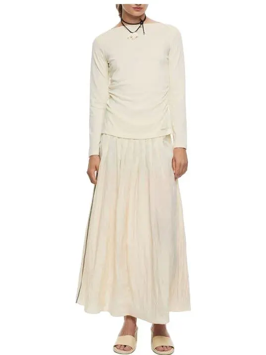 Bimba Y Lola Pleated A-line Midi Skirt - Vanilla