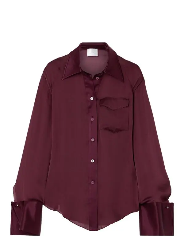 Galvan Strata Silk-satin And Chiffon Blouse - Burgundy