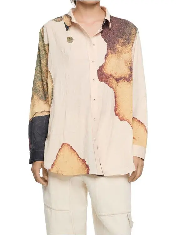 Bimba Y Lola Abstract Crinkled Shirt - Abstract Light Yellow