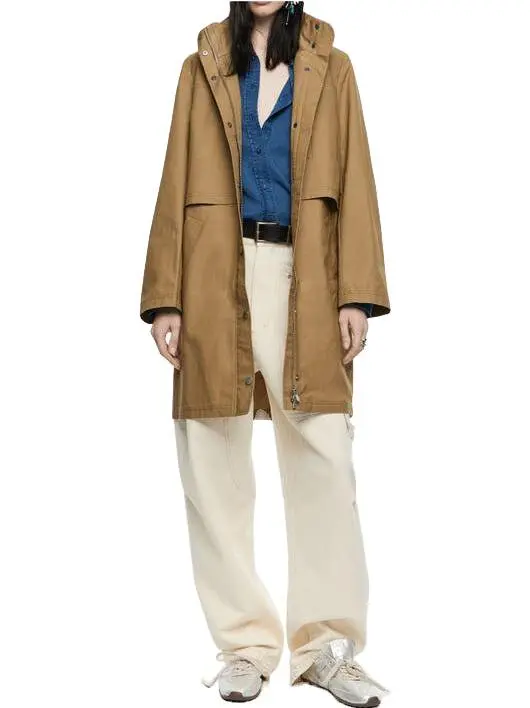 Bimba Y Lola Technical Cotton Straight Trench - Khaki