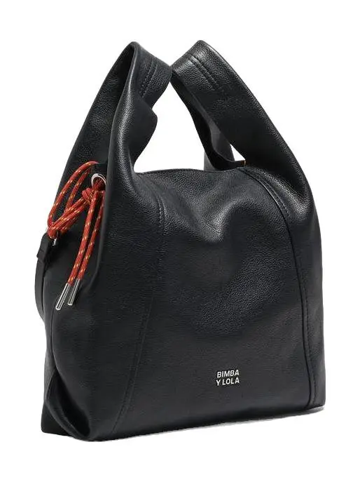 Bimba Y Lola Leather Paper Bag Handbag - Black