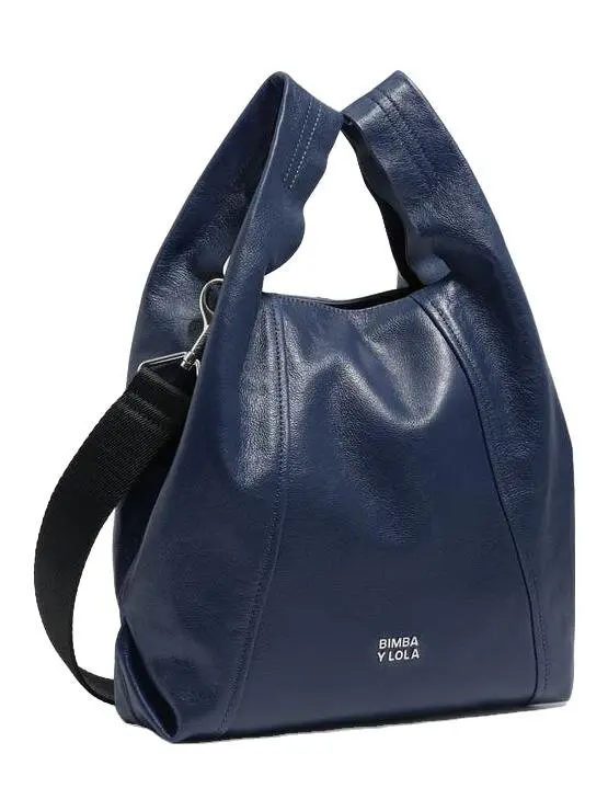 Bimba Y Lola Leather Paper Bag Handbag - Blue