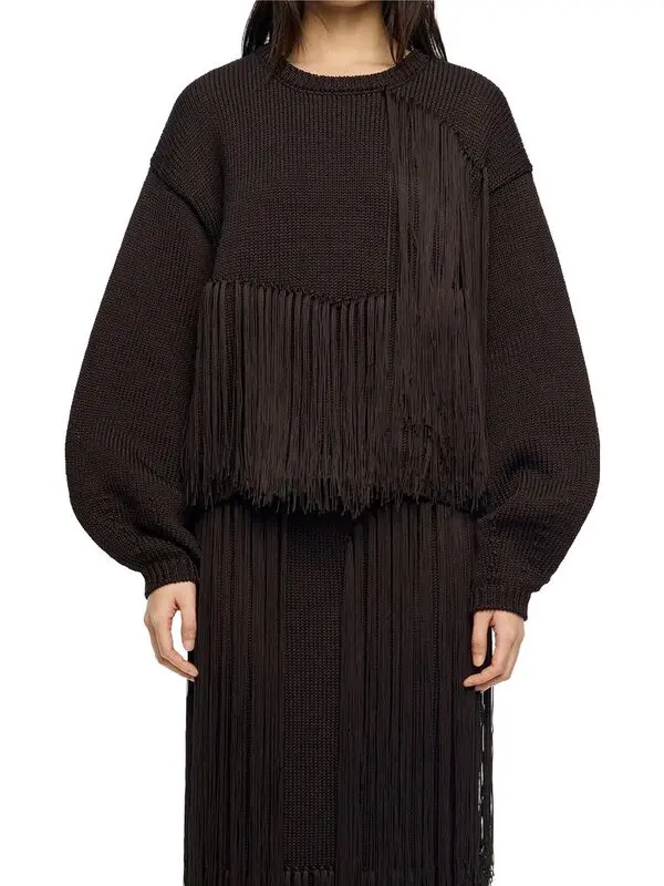 Bimba Y Lola Fringed Balloon Sweater - Brown
