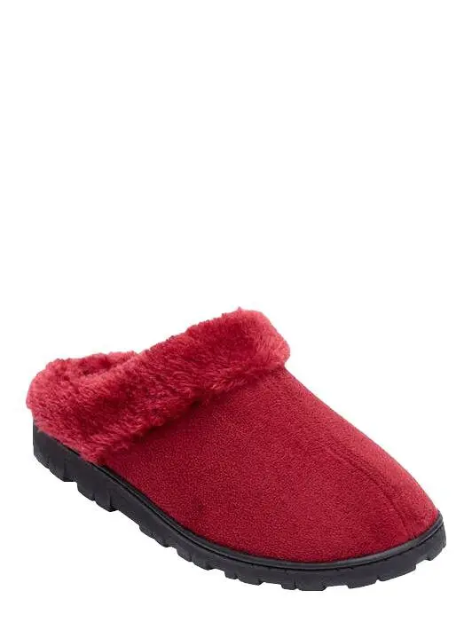 COMFORTVIEW Andy Fur Clog Slipper - Deep Claret