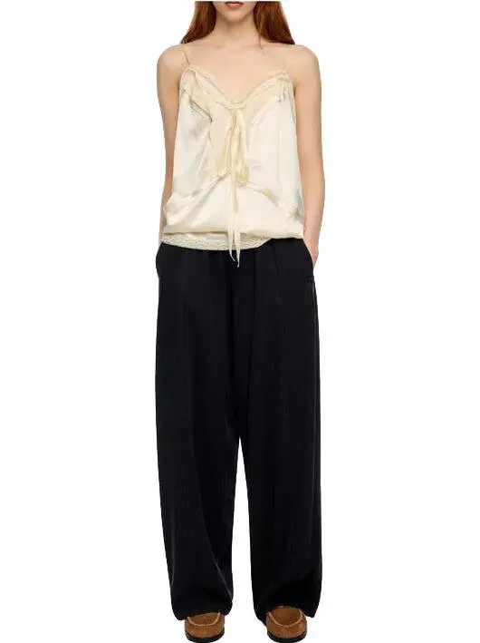Bimba Y Lola Denim Wide Leg Trousers - Washed Black