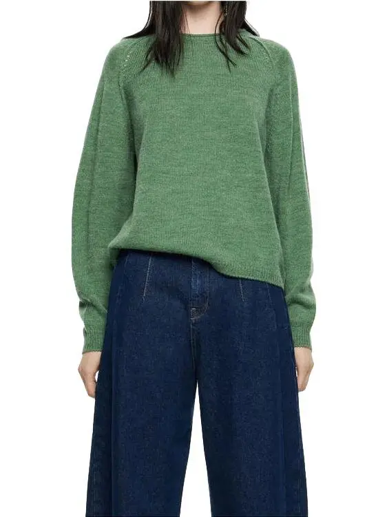 Bimba Y Lola Cotton-blend Raglan Sleeve Sweater - Green
