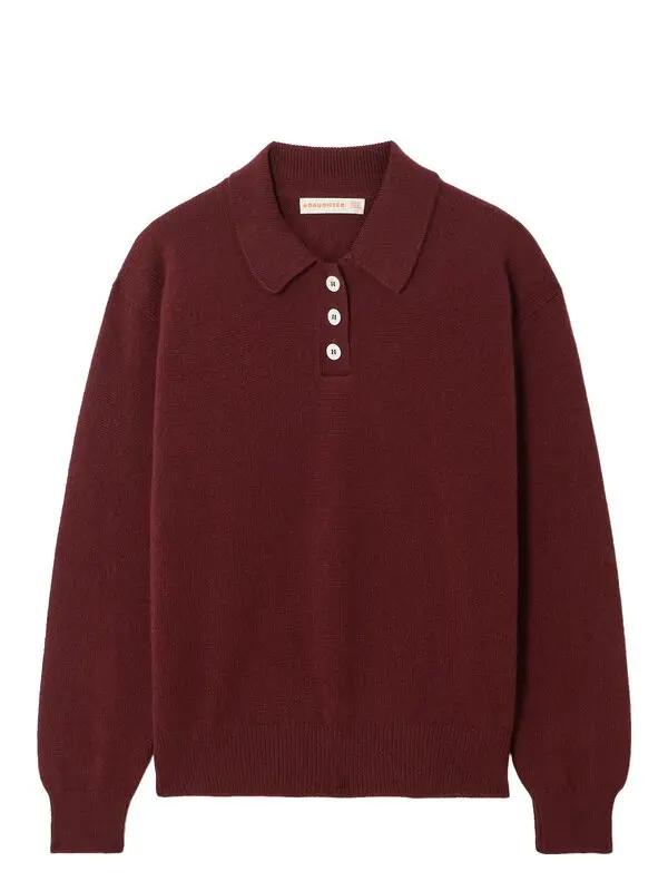 &daughter Edith Wool Polo Sweater - Burgundy