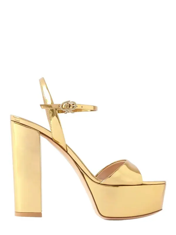 GIANVITO ROSSI Marlena 85 Mirrored-leather Platform Sandals - Gold