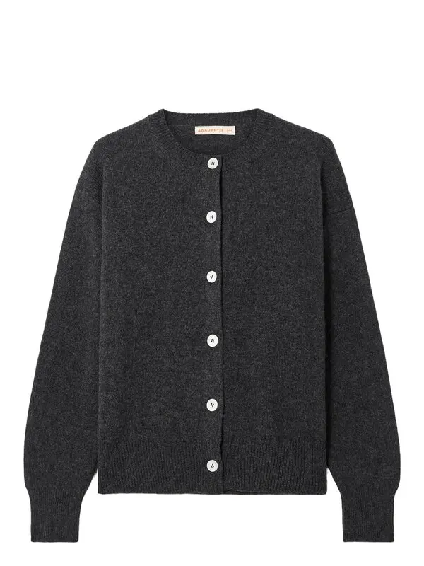 Daughter Wool Crew Neck Cardigan - Gray