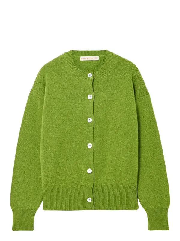 Daughter Wool Crew Neck Cardigan - Green