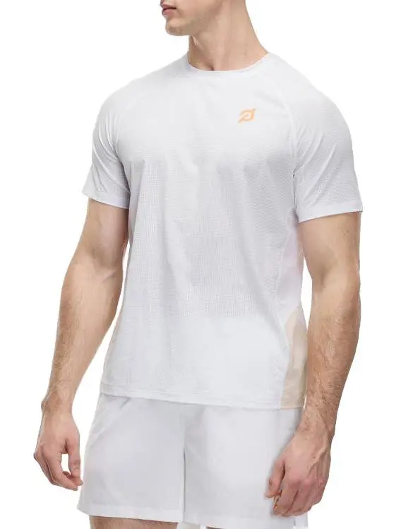 PELOTON Grid Jacquard Colorblock Short Sleeve Tee - Bright White