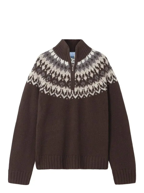 Arch4 Fair Isle Cashmere Half-zip Sweater - Brown