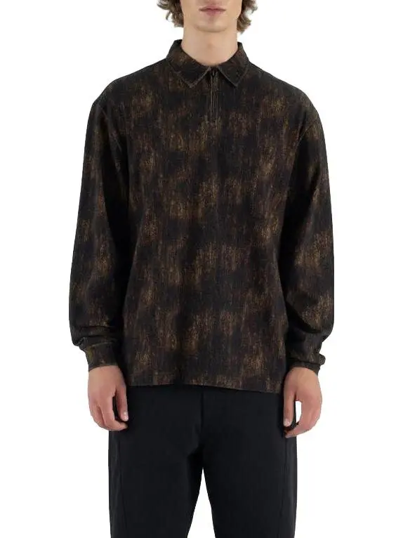 STUDENTS Tactics Camp Quarter Zip Polo - Brown Camo