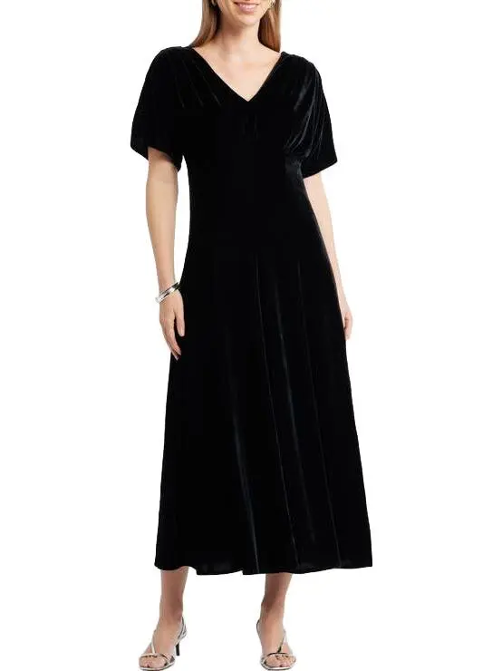 Chelsea28 Velvet V-neck Maxi Dress - Black