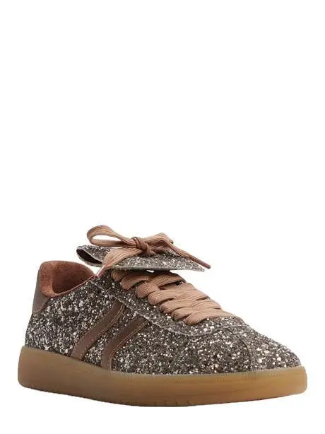 Aldo Glitter Sneaker With Removable Kiltie Flap - Bronze