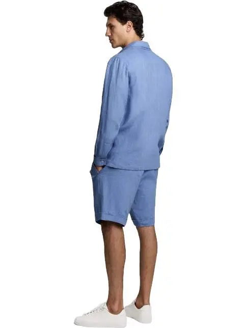JENDUE Lucia Denim Linen Shorts - Blue