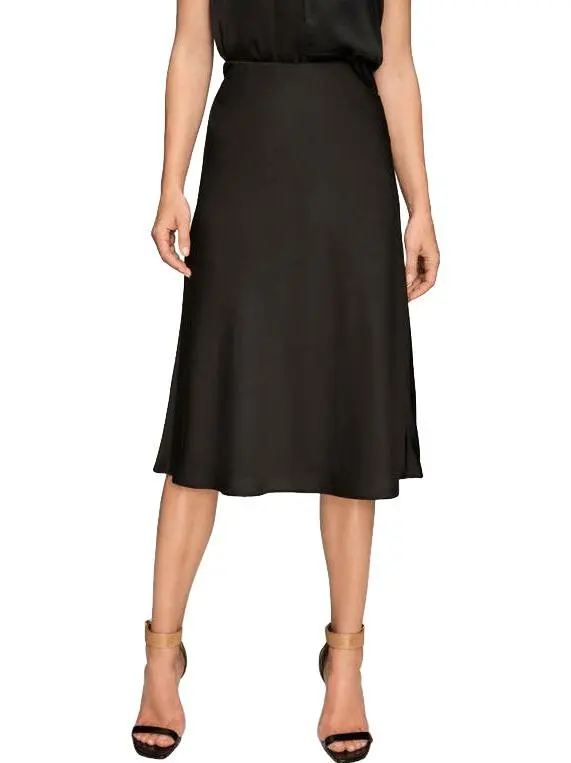Donna Karan New York Satin Midi Skirt - Black