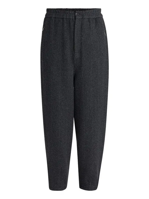 Giorgio Armani Cashmere And Cotton Chevron Stretch Pants - Black