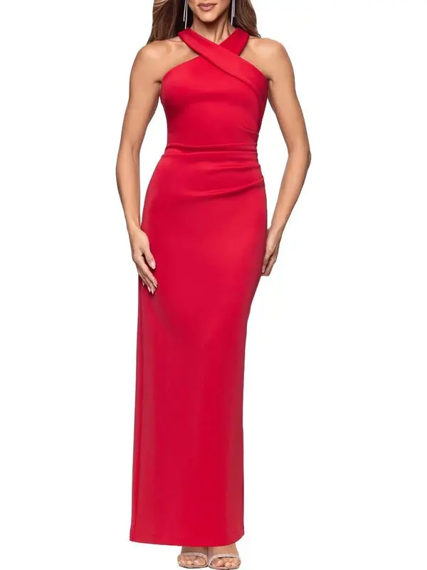 XSCAPE EVENINGS Pleated Sleeveless Gown - Red