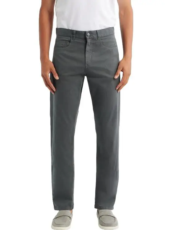 Canali Regular Fit 5-pocket Stretch Twill Pants - Charcoal