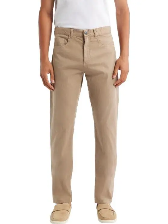 Canali Regular Fit 5-pocket Stretch Twill Pants - Neutral Brown