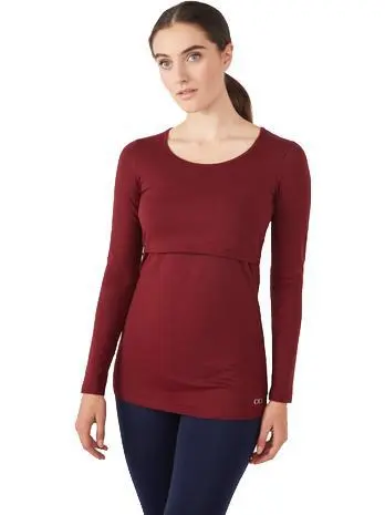 MODERN ETERNITY Long Sleeve Maternity Top - Burgundy