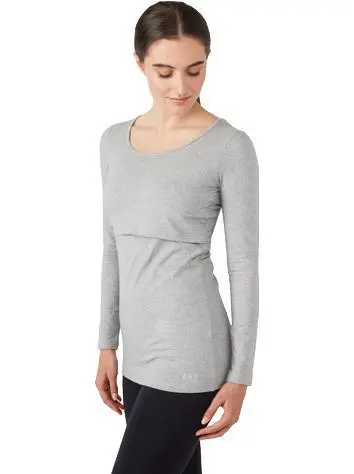 MODERN ETERNITY Long Sleeve Maternity Top - Steel Grey