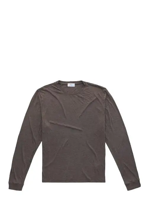 WOLF VS. GOAT (WVG) Light Weight Viscose Sorona Long Sleeve Crew Neck T-shirt - Ganache