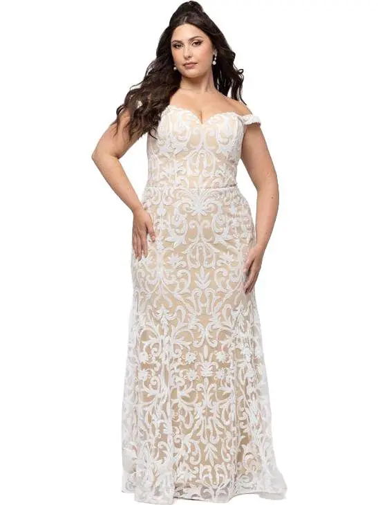 SYDNEY'S CLOSET Sequin Mermaid Formal Dress - Ivory/nude