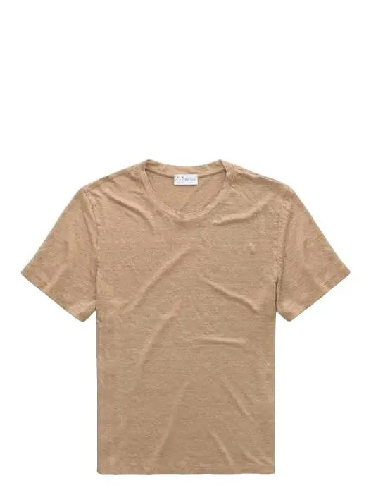 WOLF VS. GOAT (WVG) Short Sleeve Linen Crew Neck Tee - Hazelnut