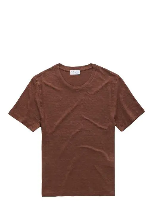 WOLF VS. GOAT (WVG) Short Sleeve Linen Crew Neck Tee - Marrone