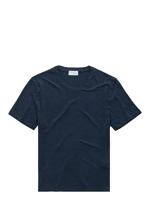 WOLF VS. GOAT (WVG) Short Sleeve Linen Crew Neck Tee - Navy