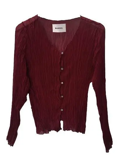 Baacal Maya Pleated Cardigan - Burgundy
