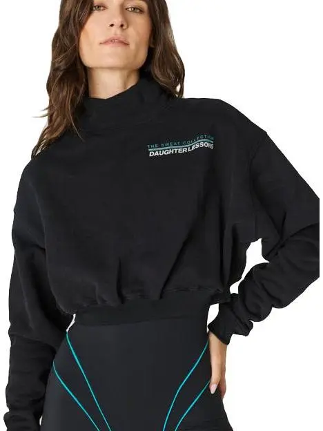 DAUGHTER LESSONS Cowl Neck Cropped Sweatshirt - Black