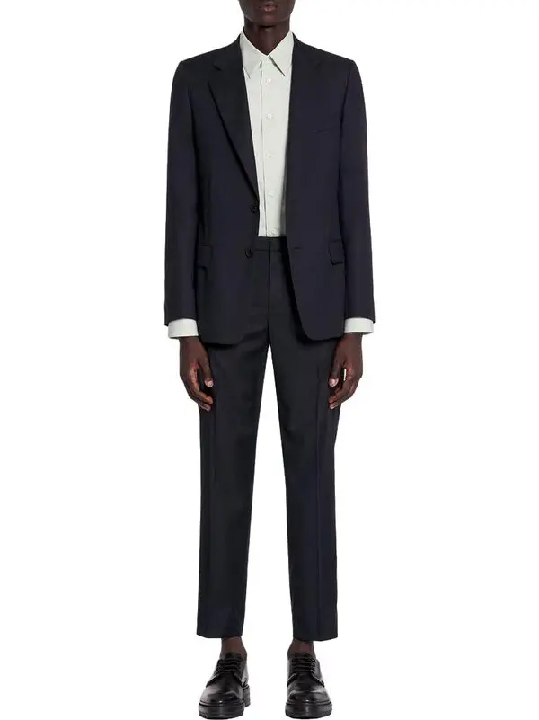 LANVIN Single-breasted Flap Pockets Jacket - Navy Blue