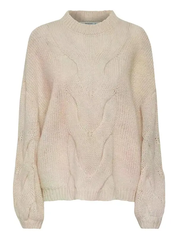 GESTUZ Cable-knit Crew-neck Sweater - Neutrals