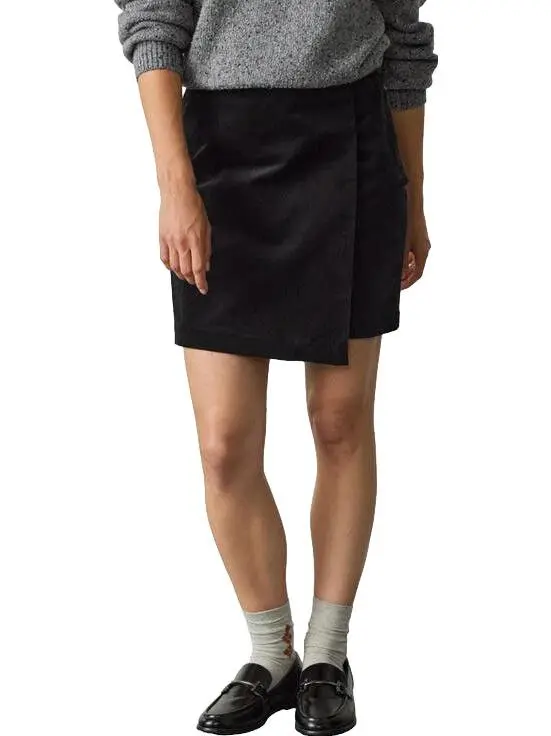 NEXT Wrap Front Corduroy Mini Skirt - Black