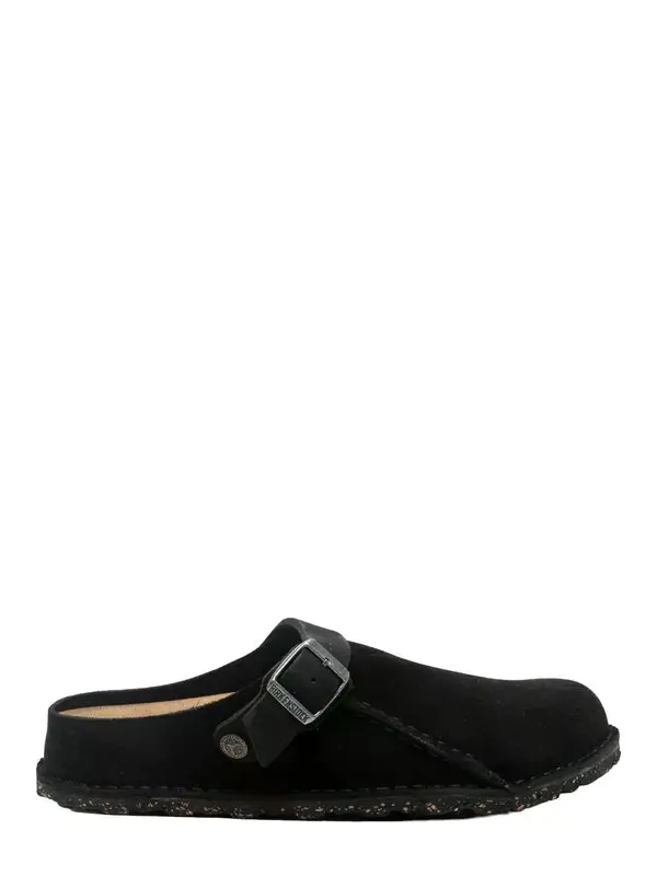 BIRKENSTOCK Lutry Buckle Leather Slippers - Black