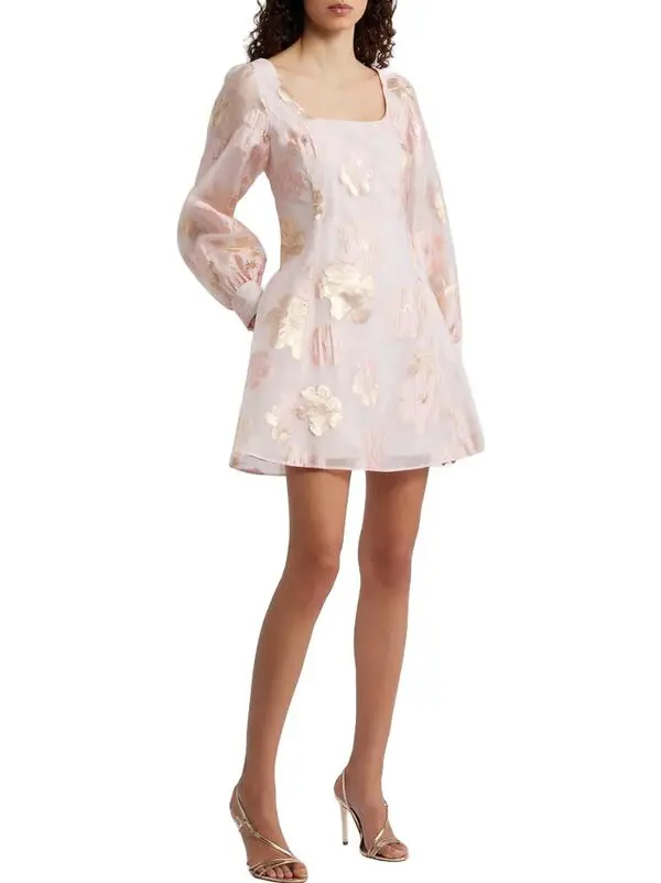 Chelsea28 Metallic Floral Jacquard Mini Dress - Pink Multi Lurex