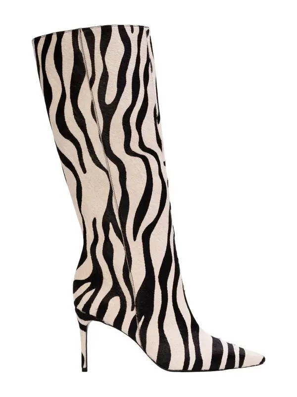 BLACK SUEDE STUDIO Ember 80 Zebra Printed Pony Hair Boots - Zebra Pony Hair