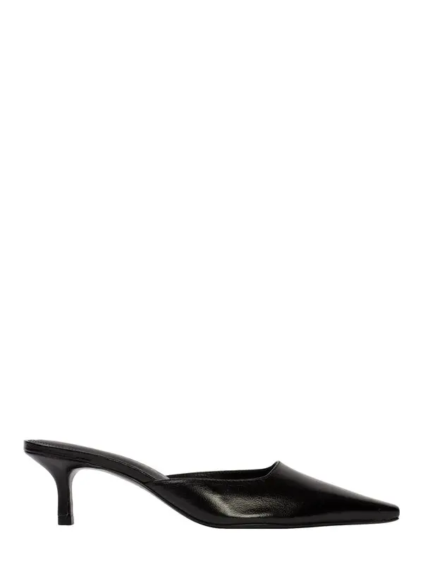 BLACK SUEDE STUDIO Riley 50 Leather Mule - Black Leather