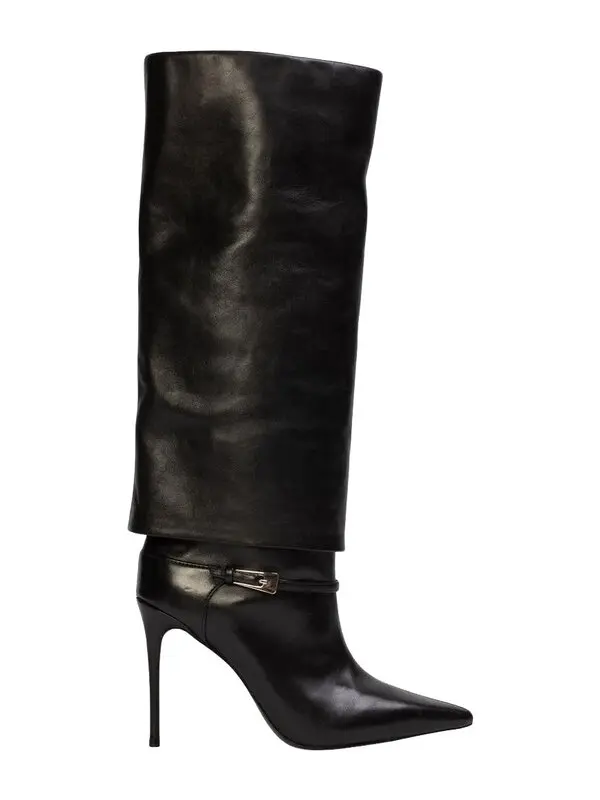 BLACK SUEDE STUDIO Simone 100 Leather Boots - Black Leather
