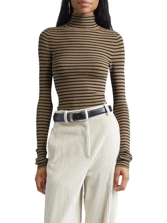 Proenza Schouler Didi Velvet Stripe Sweater - Khaki/black