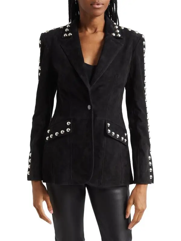 Cinq À Sept Studded Suede Blazer - Black