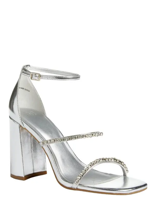 Bp. Nessa Embellished Ankle Strap Sandals - Silver Metallic