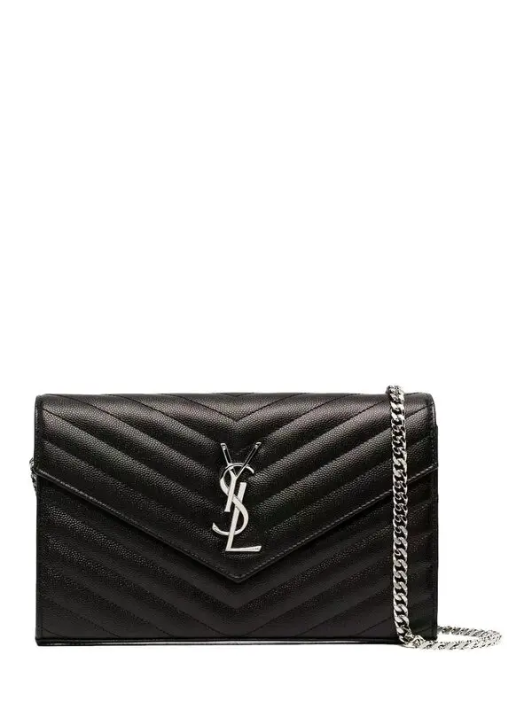 Saint Laurent Cassandre Leather Shoulder Bag - Black